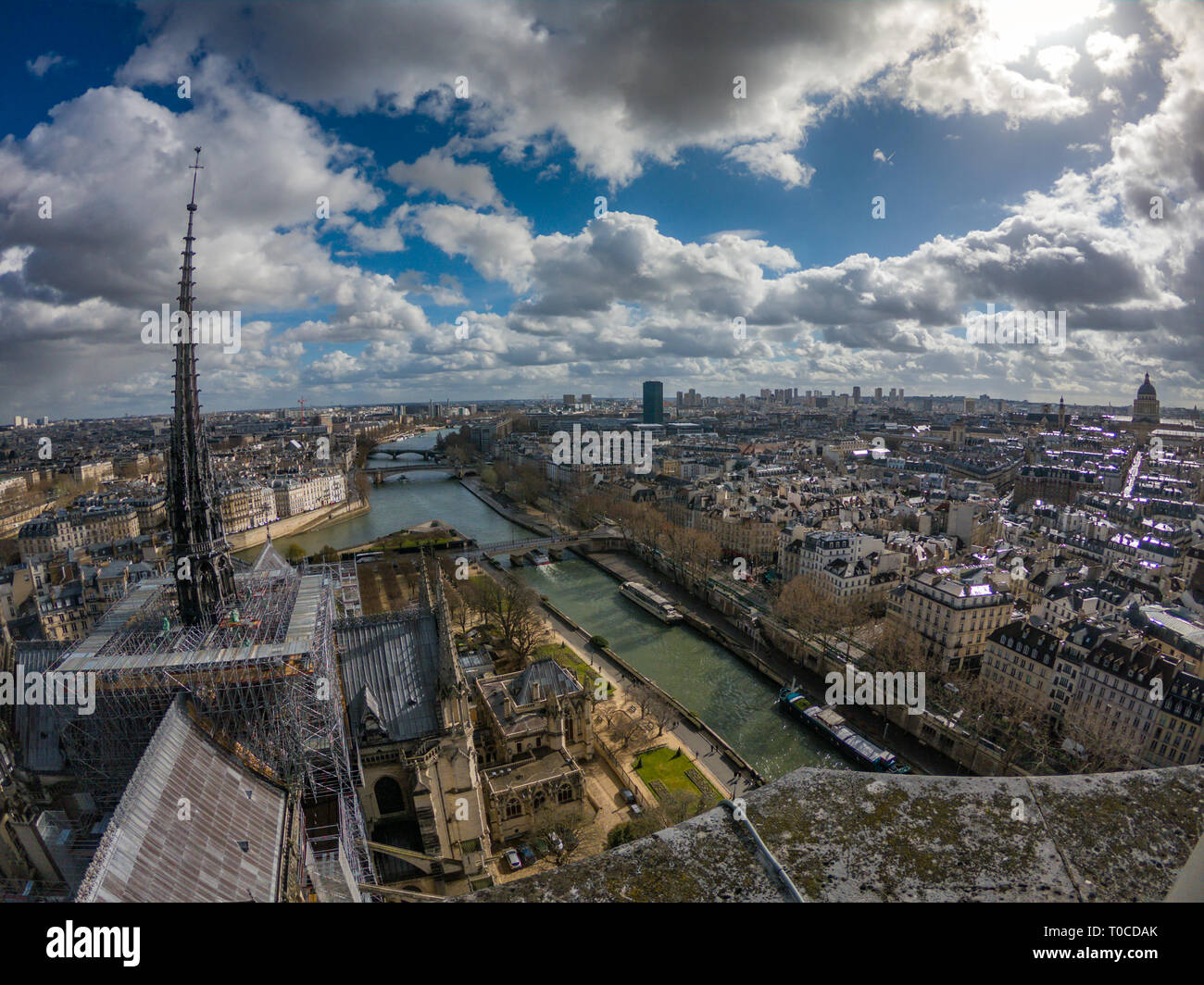 Great panoramic view of Paris from Notre Dame in a beautiful day. Its ...