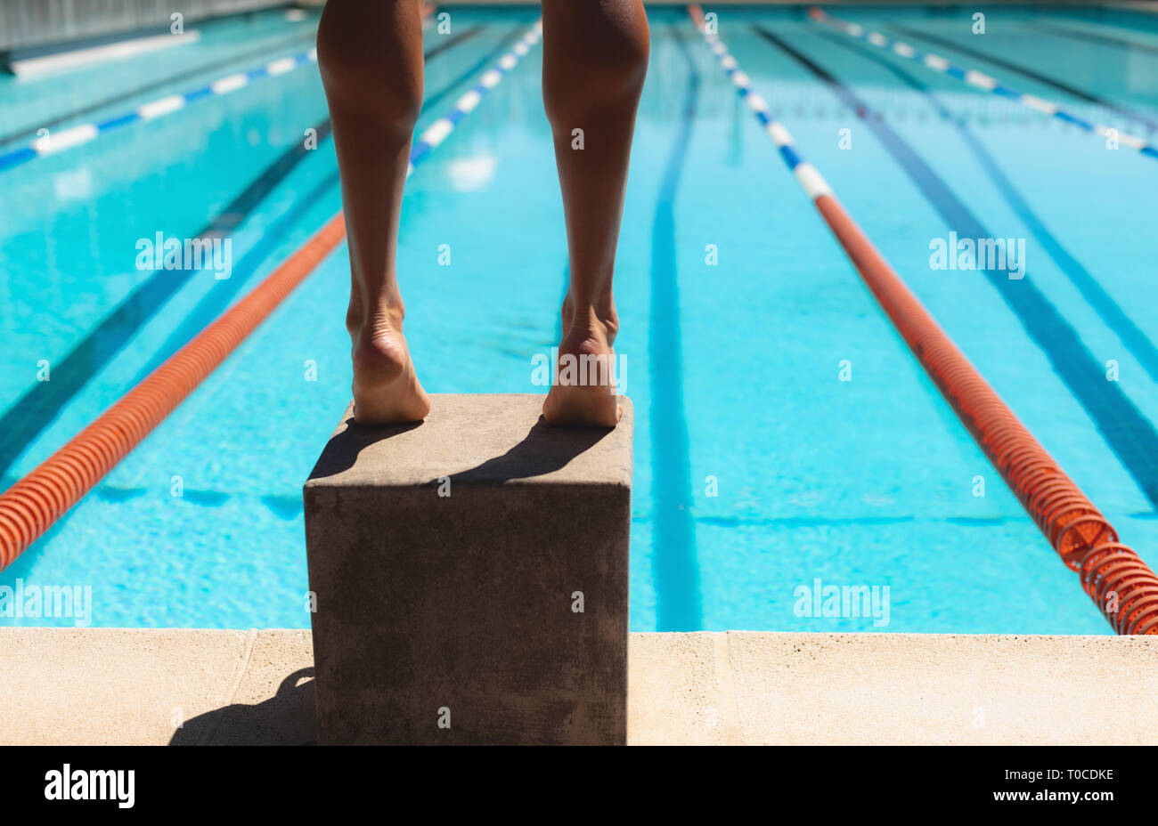 Male swimmer on starting block hi-res stock photography and images - Alamy