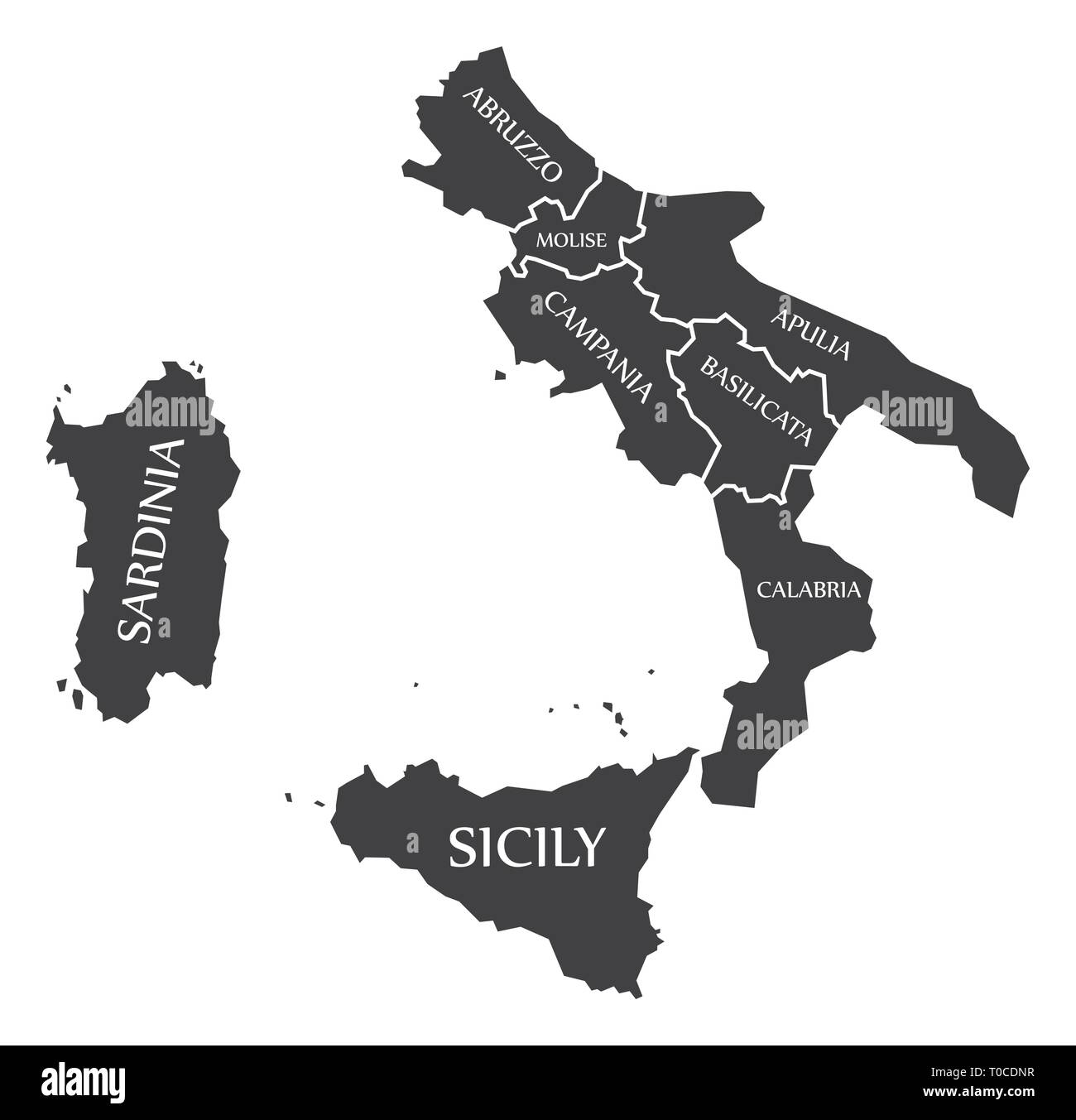 Southern regions of Italy map Stock Vector Image & Art - Alamy