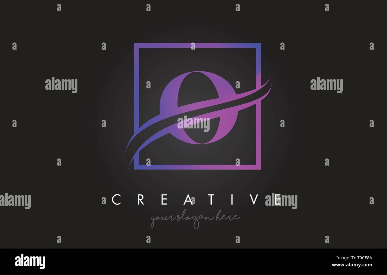 O Purple Violet Letter Icon Logo Design with Square Swoosh Border and ...