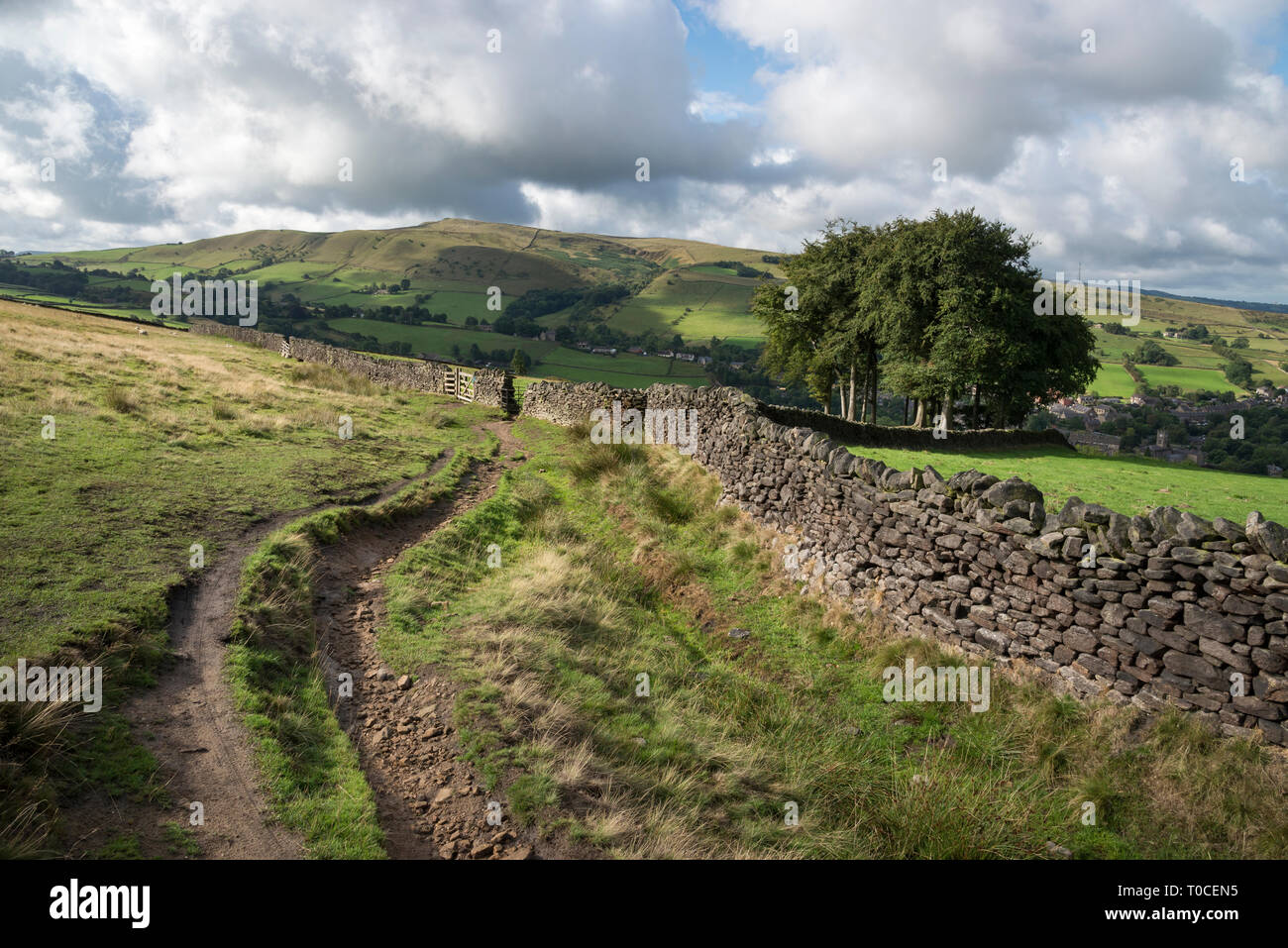 The snake path above Hayfield in the Derbyshire. Popular walking area ...