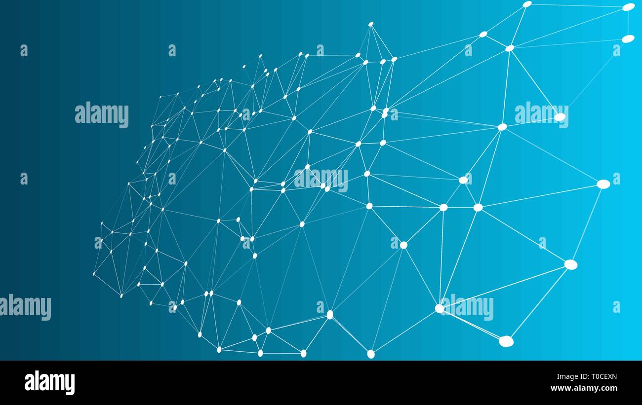 Triangles line vector abstract background, connected lines and dots ...