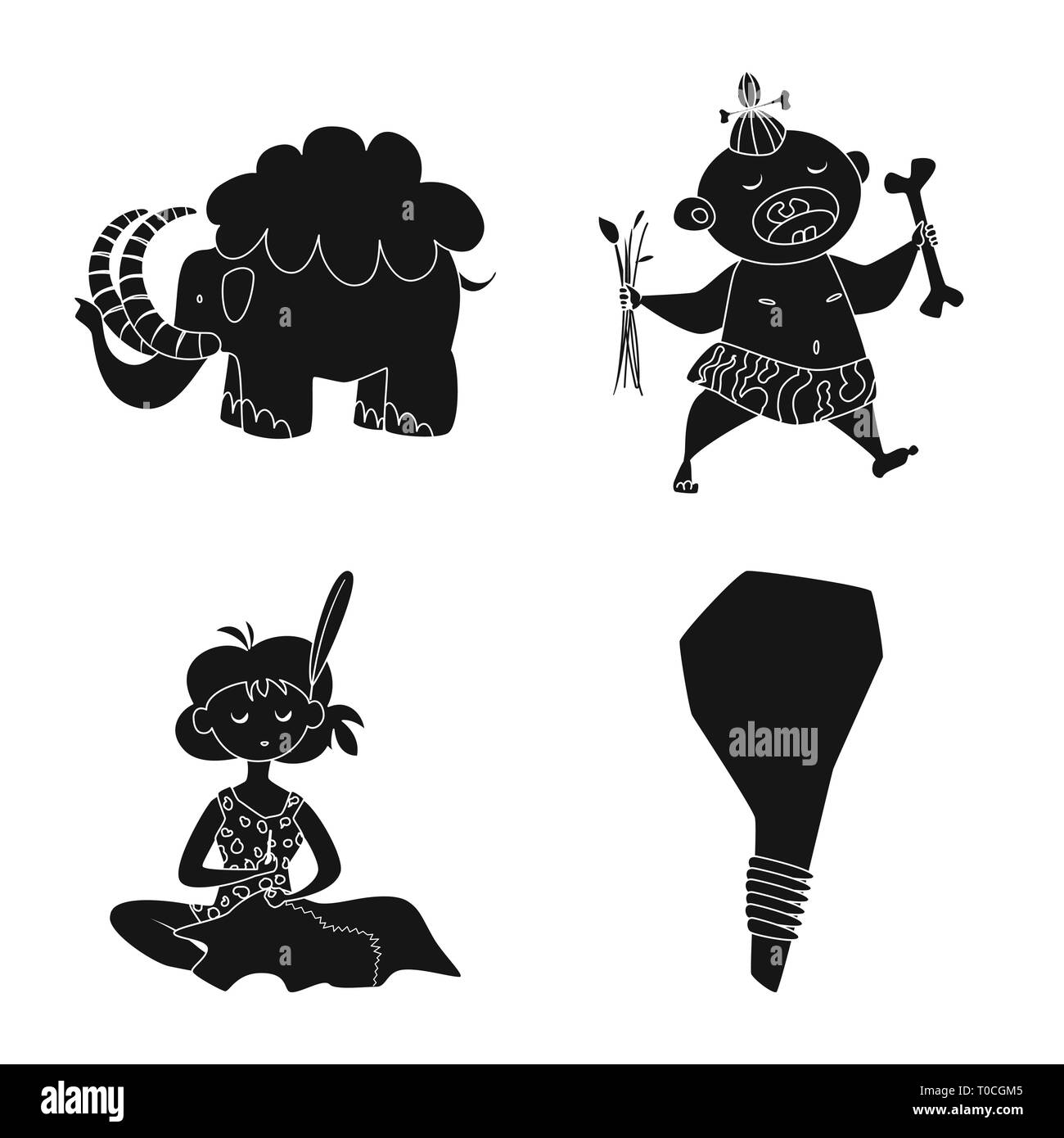 mammoth,kid,woman,cudgel,animal,prehistoric,primeval,weapon,wool,sew ...