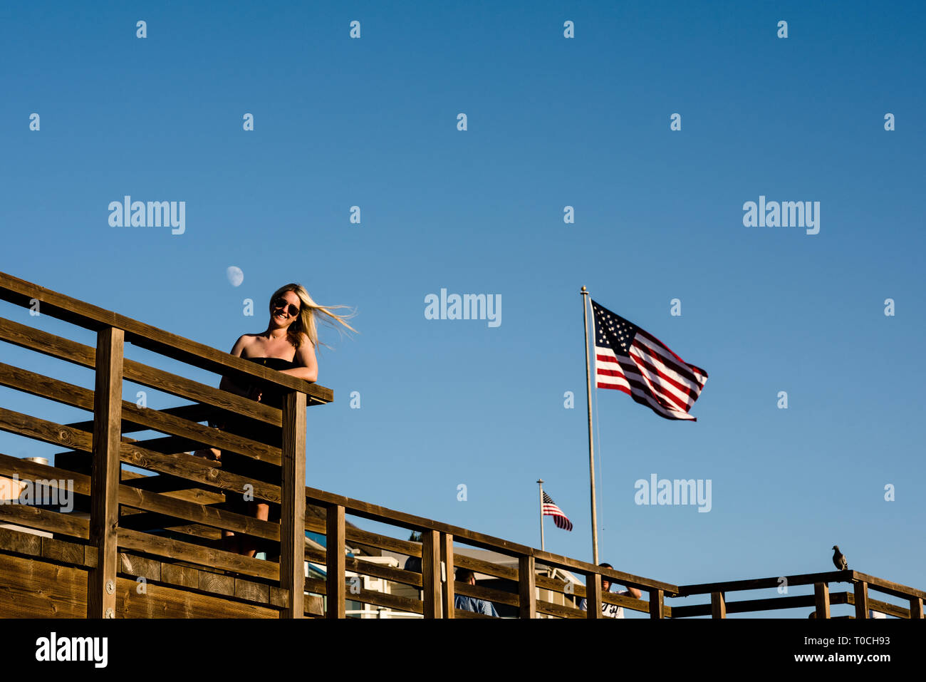 Woman looking out to the sea. Pismo Beach Pier. Pismo. California Stock ...