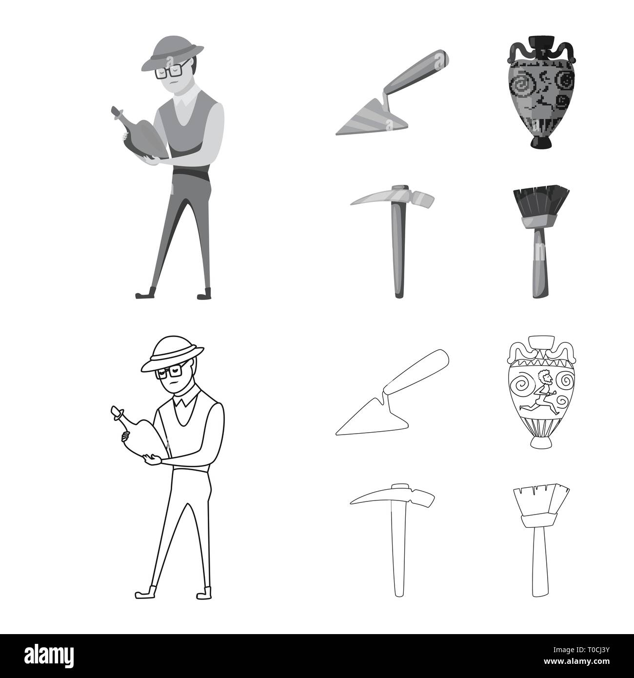 archaeologist,tool,amphora,pickaxe,brush,human,trowel,artifact,pick,dig ...