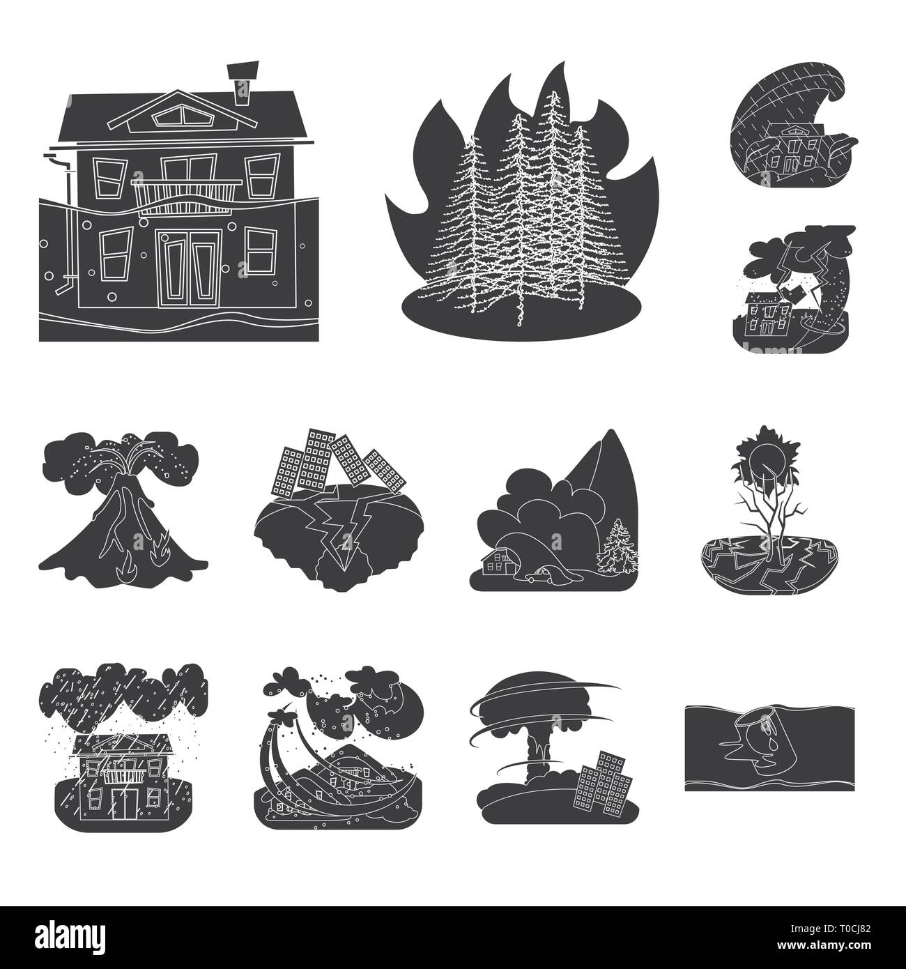 Isolated object of calamity and crash symbol. Set of calamity and ...