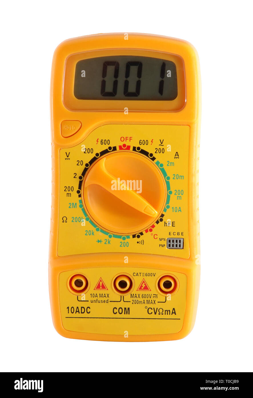 Yellow multimeter on white background - isolated Stock Photo - Alamy