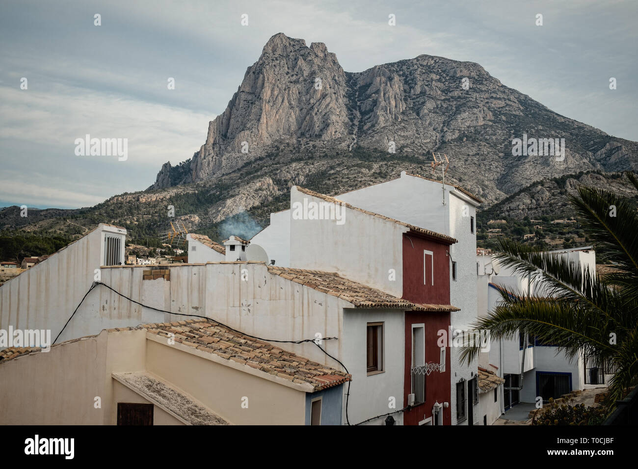 Finestrat mountain village against the background of the majestic ...