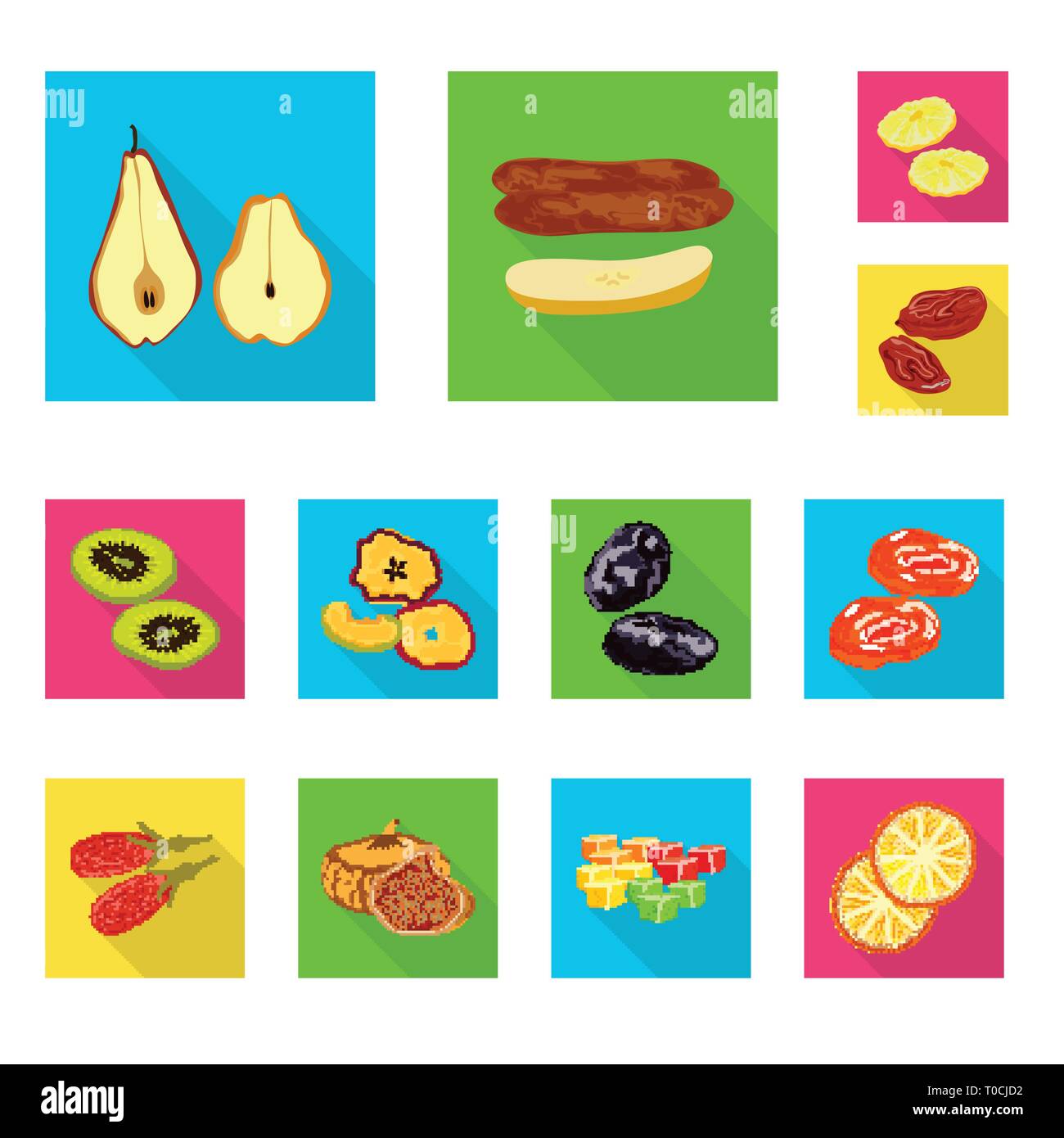 Vector design of fruit and dried logo. Set of fruit and food vector ...