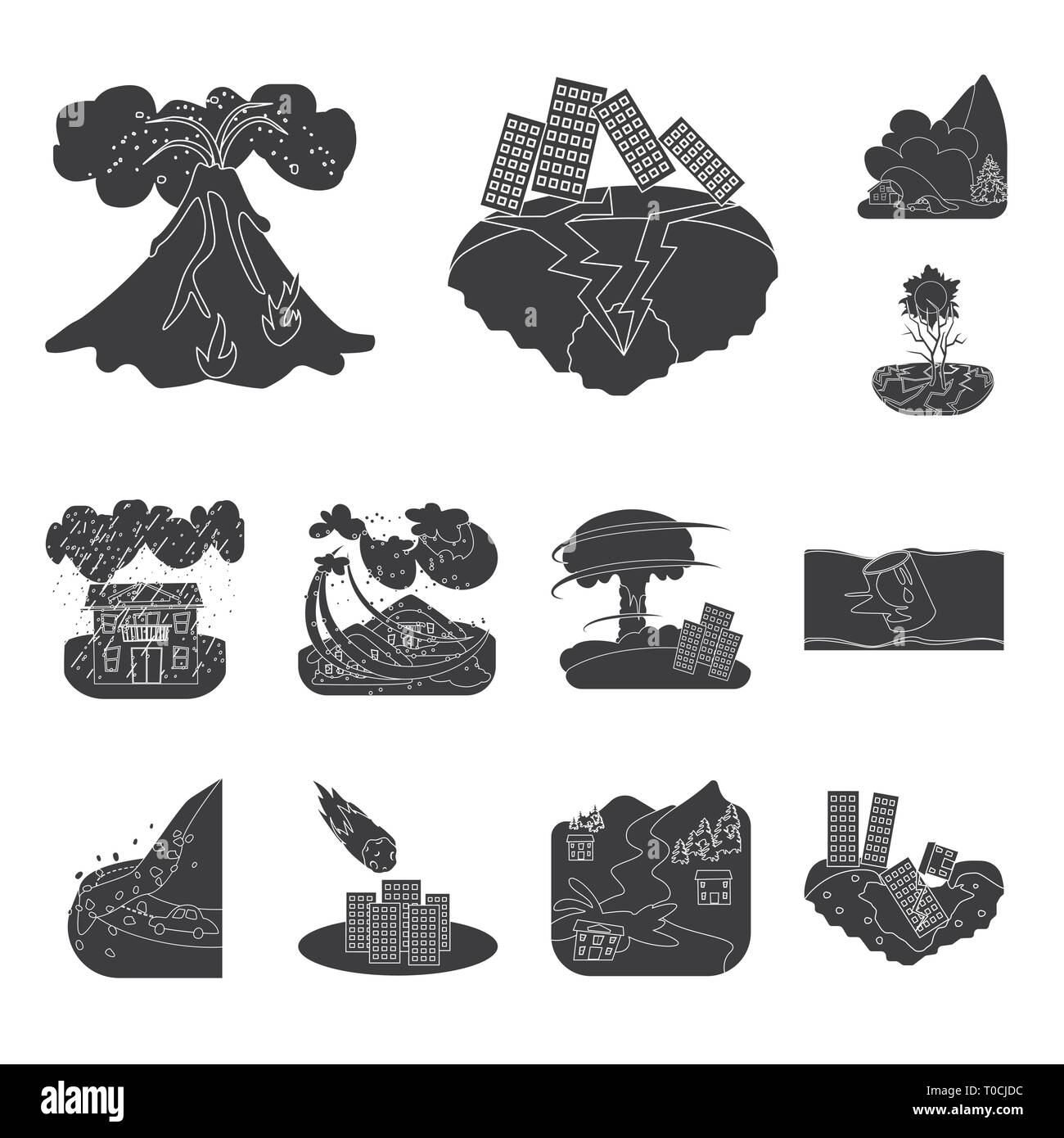 Vector illustration of calamity and crash symbol. Collection of ...