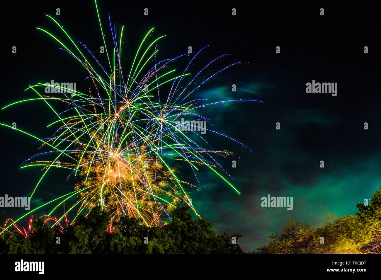 Fireworks in Night Sky Stock Photo - Alamy