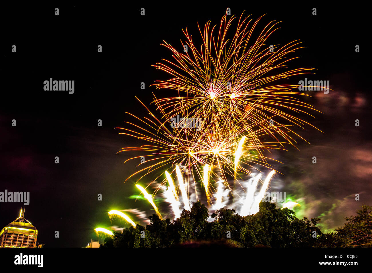 Fireworks in Night Sky Stock Photo - Alamy