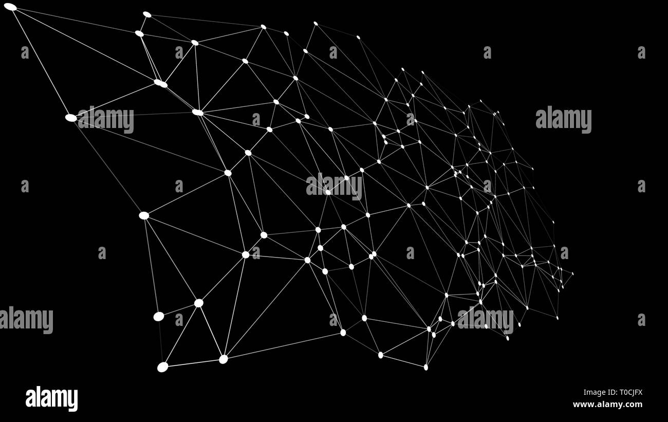 Connected lines digital wireframe 3d lines dots vector illustration ...