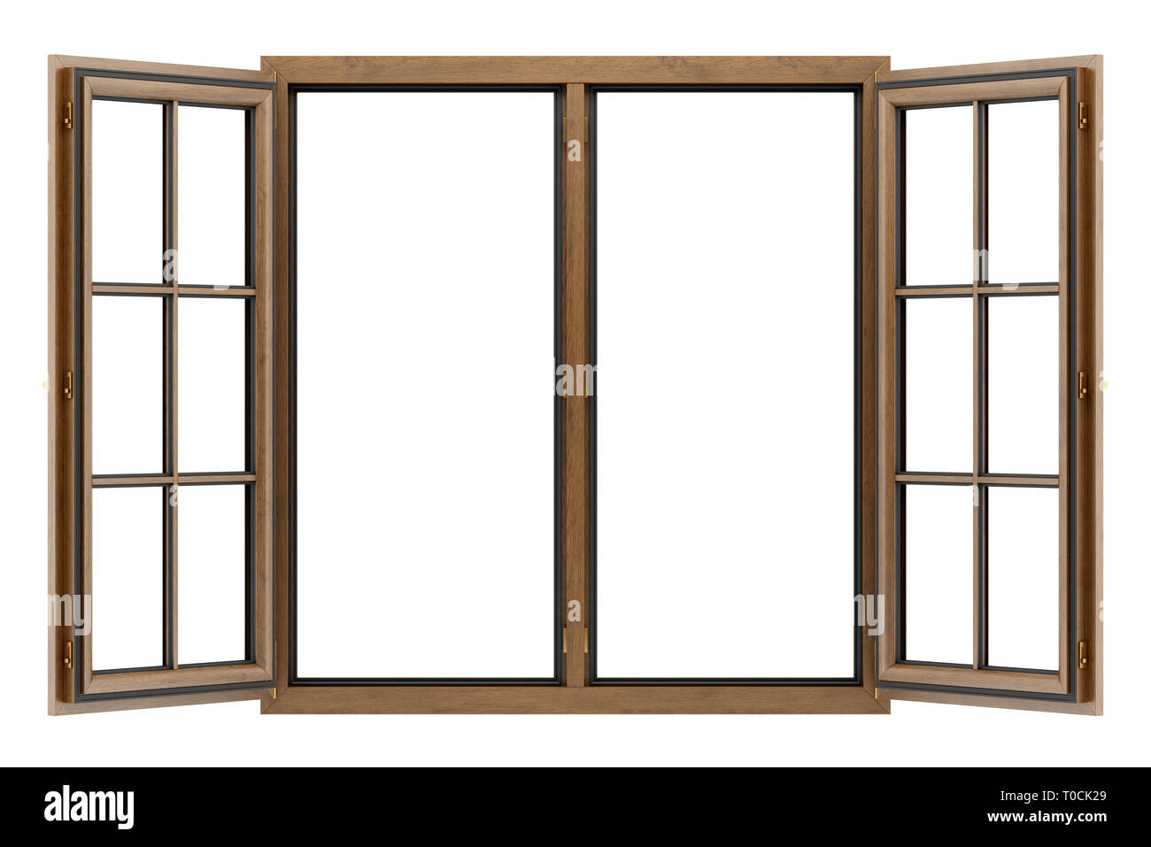 open wooden window isolated on white background. 3d illustration Stock ...