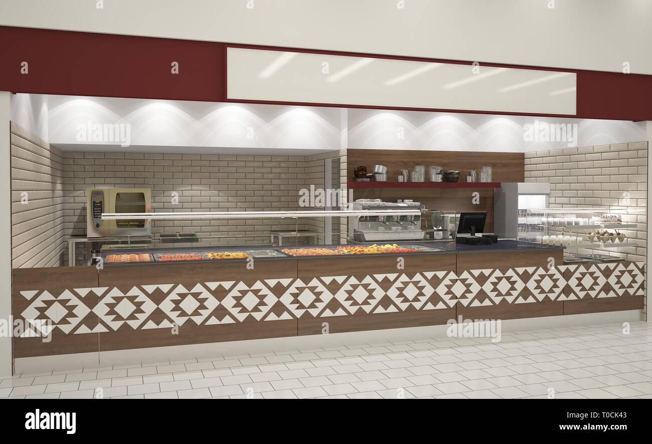 3d restaurant rendering / fast food stand Stock Photo - Alamy