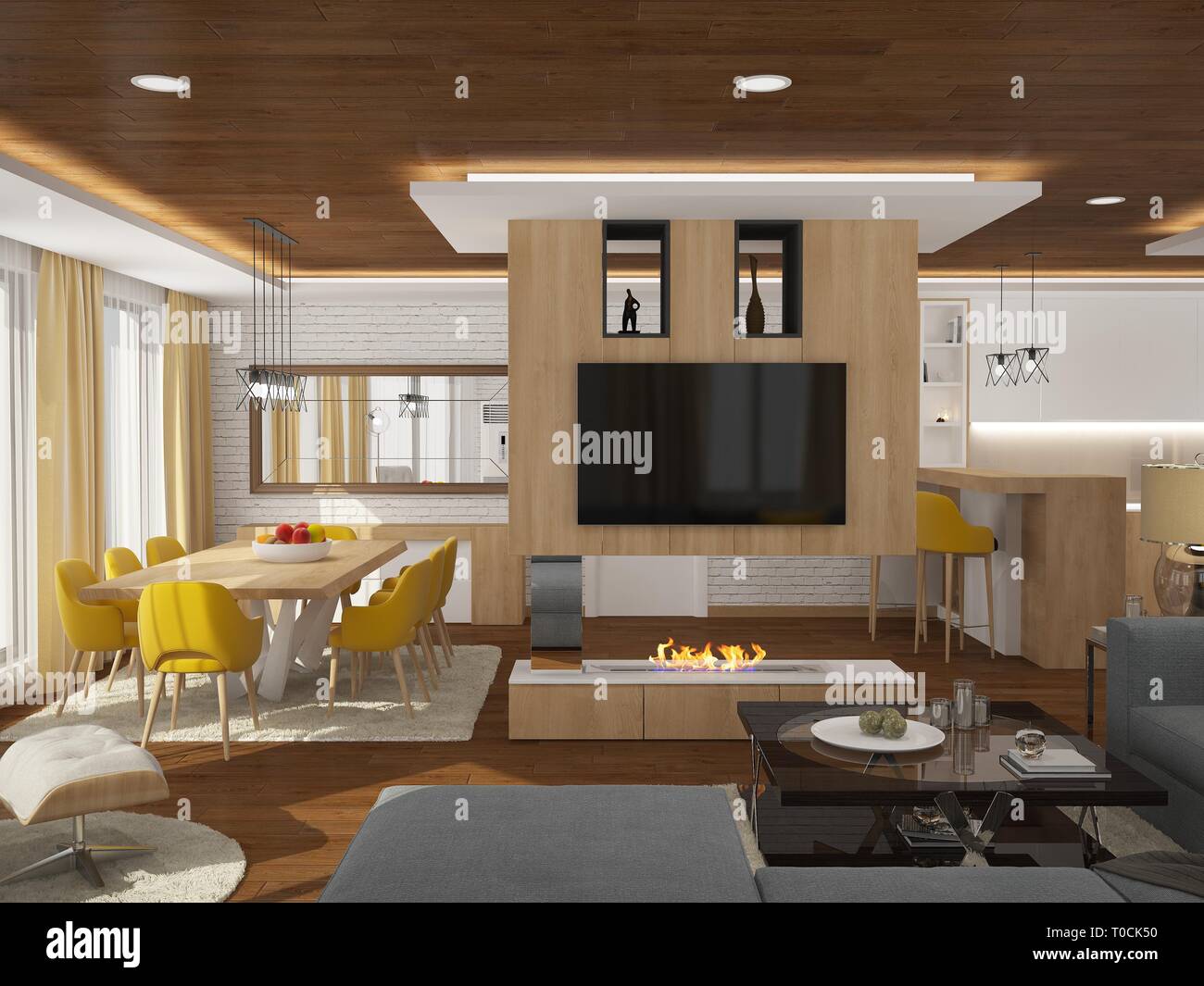 3d restaurant rendering / fast food stand Stock Photo - Alamy
