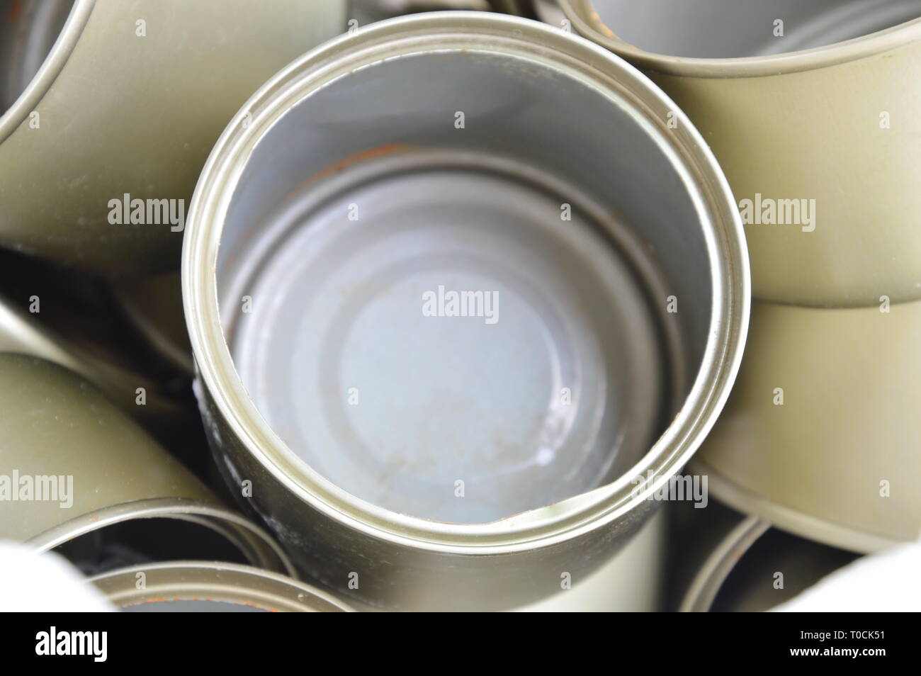 empty tin can food in sack bag Stock Photo - Alamy