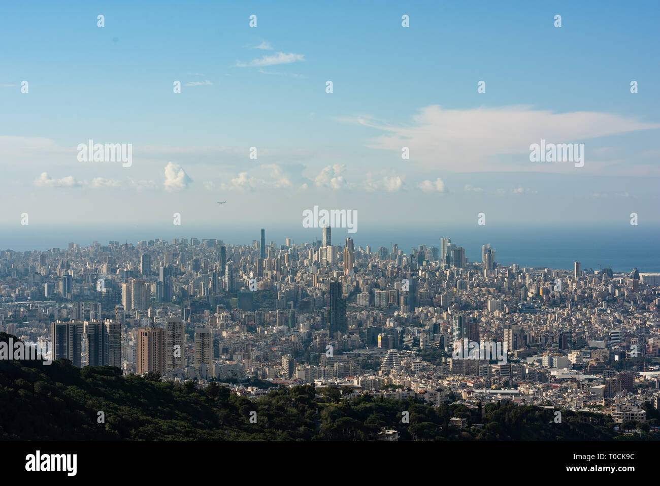 Panorama of Beirut skyline, from Meitn in Lebanon. Achrafieh buildings ...