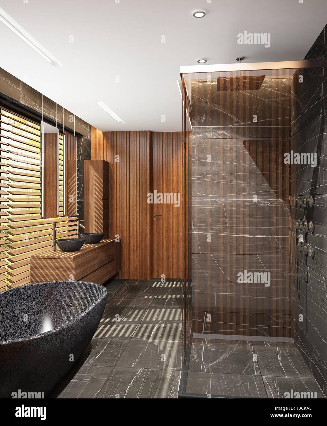 3d bathroom render Stock Photo - Alamy