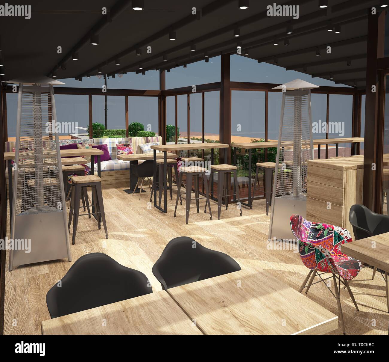 3d restaurant rendering / fast food stand Stock Photo - Alamy