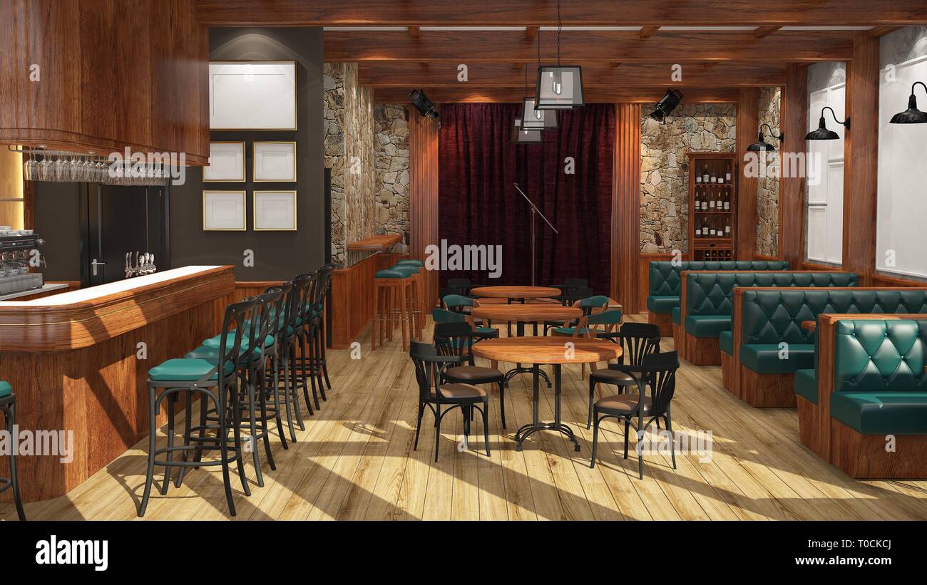 3d restaurant rendering / fast food stand Stock Photo - Alamy