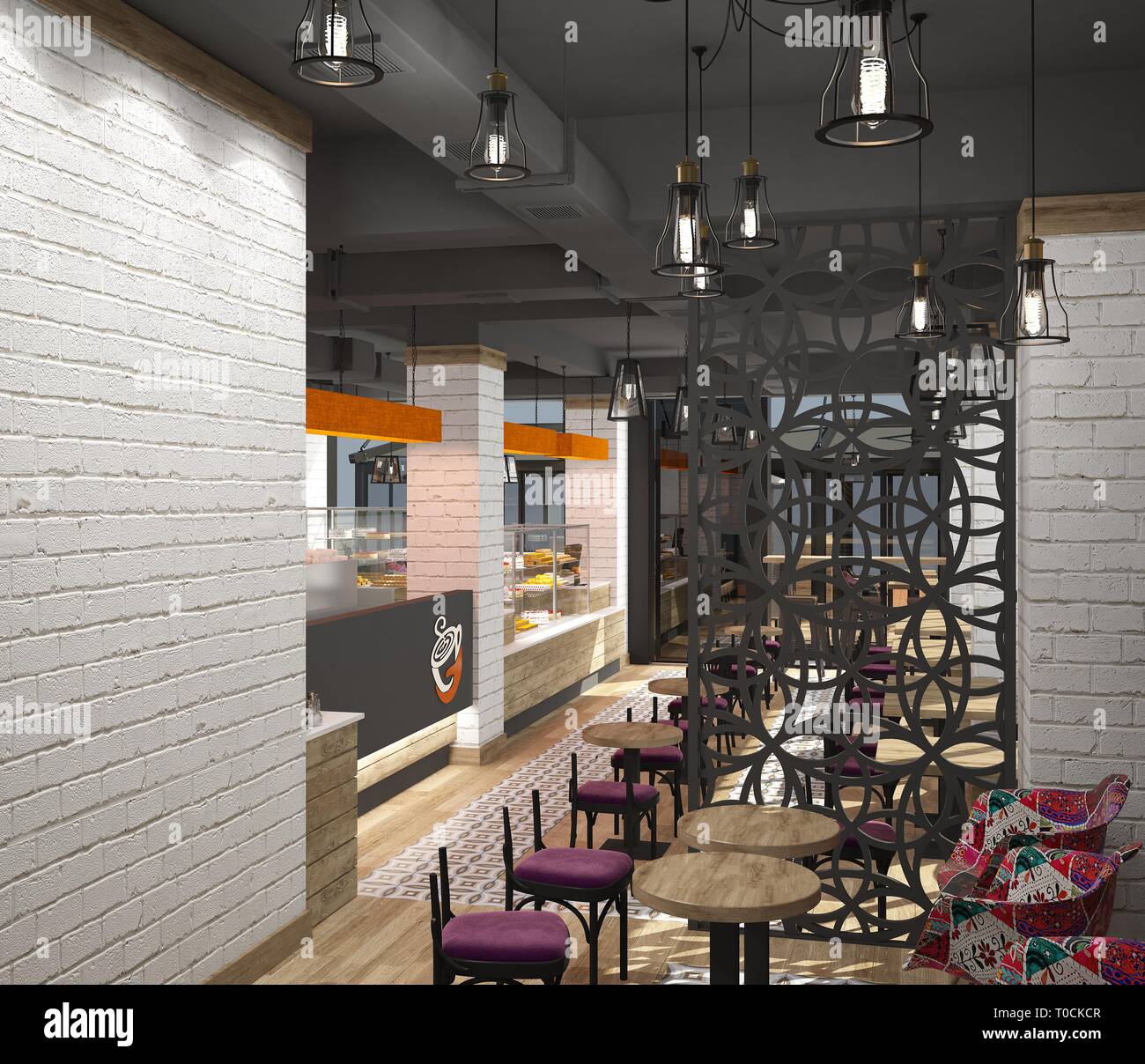 3d restaurant rendering / fast food stand Stock Photo - Alamy