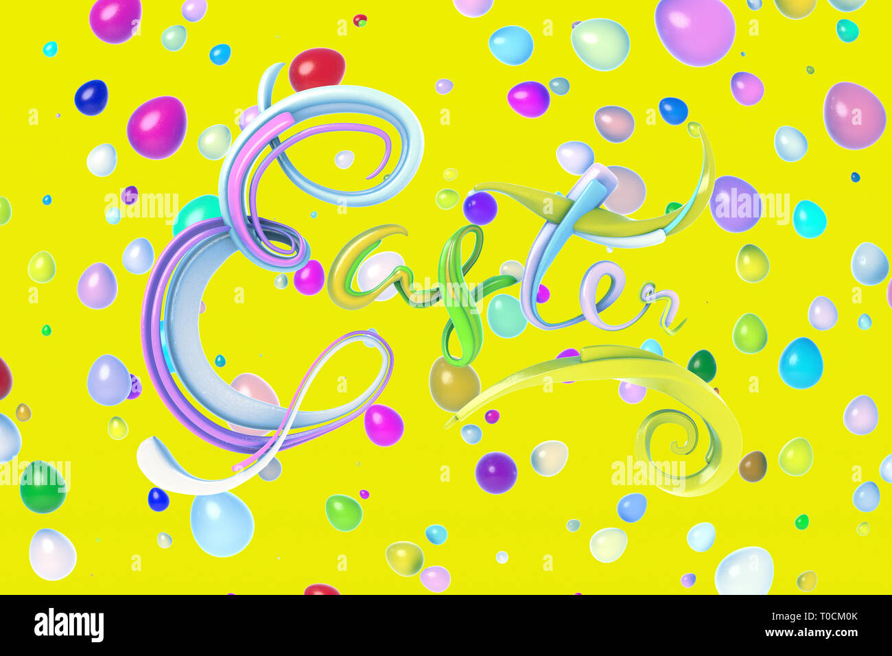Happy Easter background with plastic lettering word decorated by ...