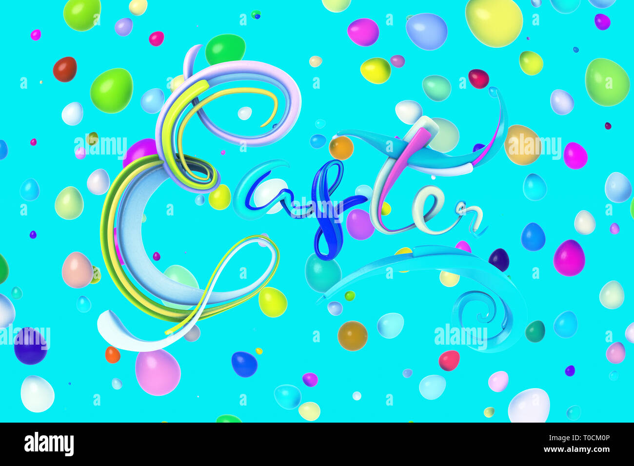 Happy Easter background with plastic lettering word decorated by ...