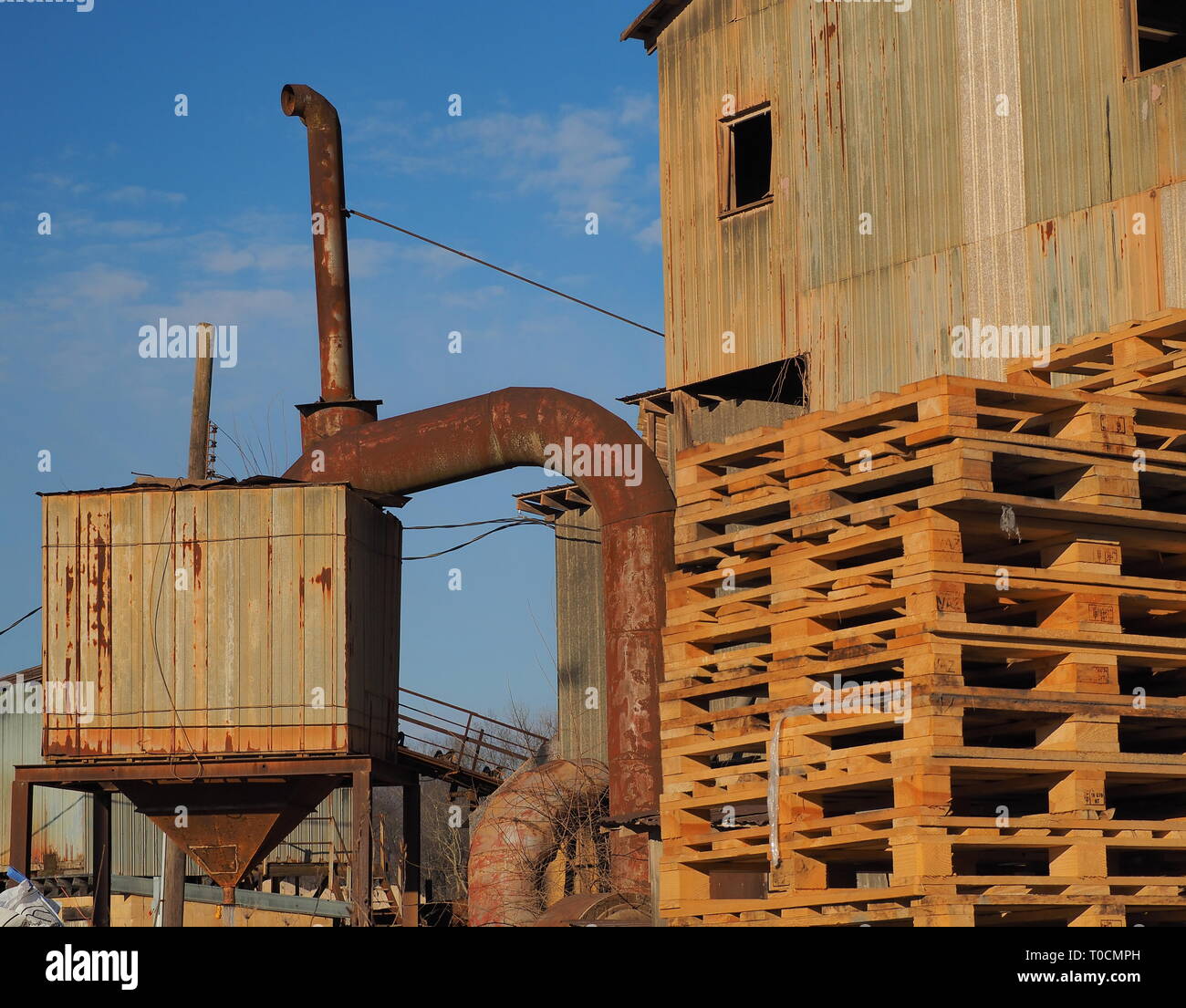 Industrial wood pallet manufacturing plant ventilation Stock Photo - Alamy