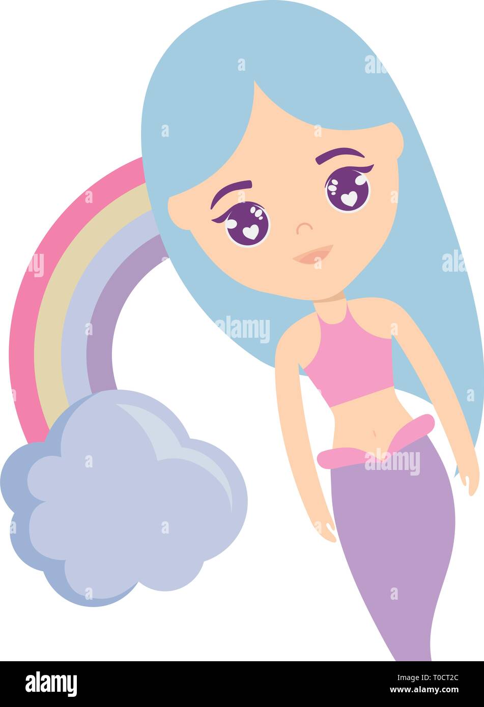 cute mermaid with rainbow vector illustration design Stock Vector Image ...