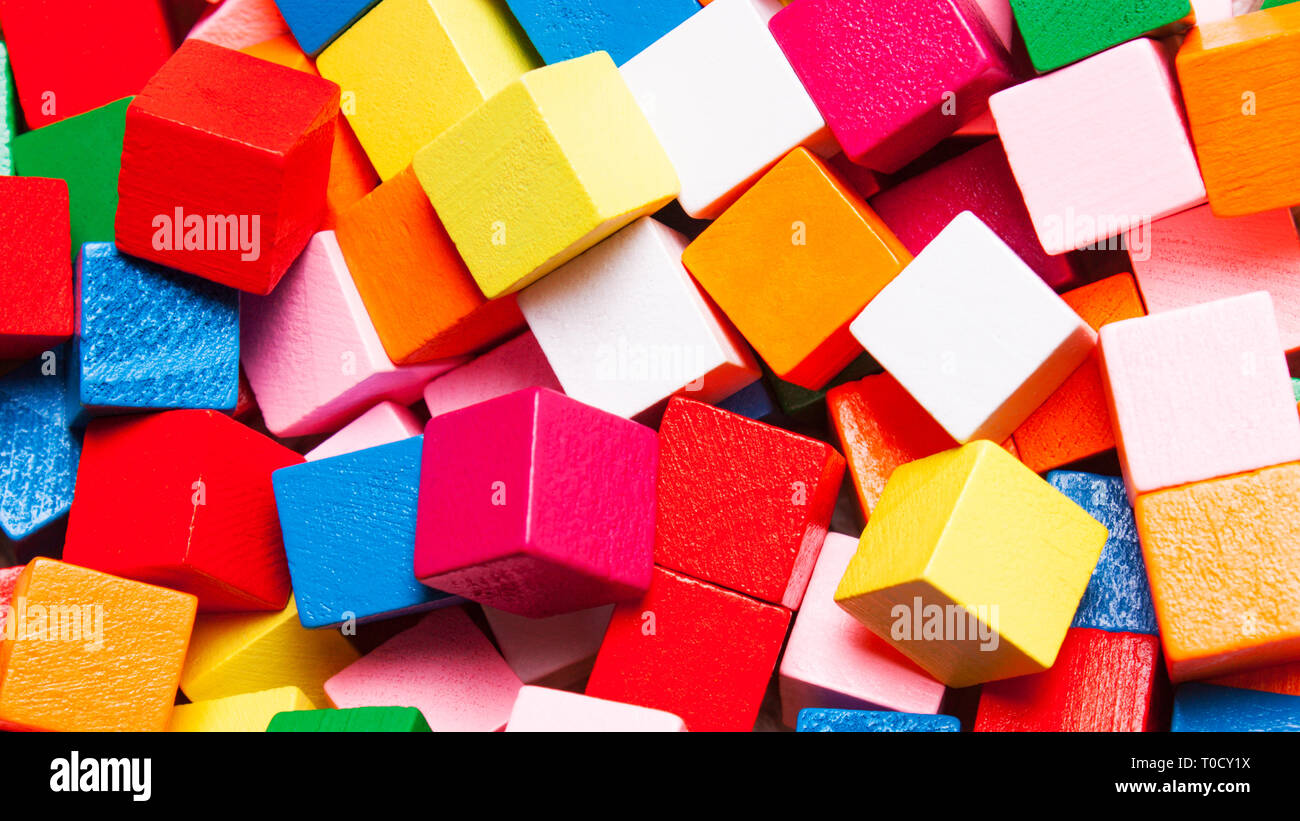 Color cubes close-up. The concept of creativity,playing and learning ...