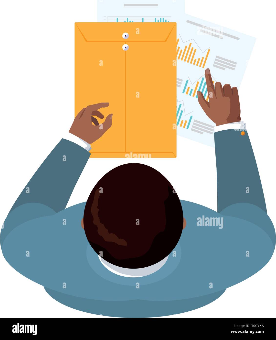 businessman with manila envelope air view vector illustration design ...