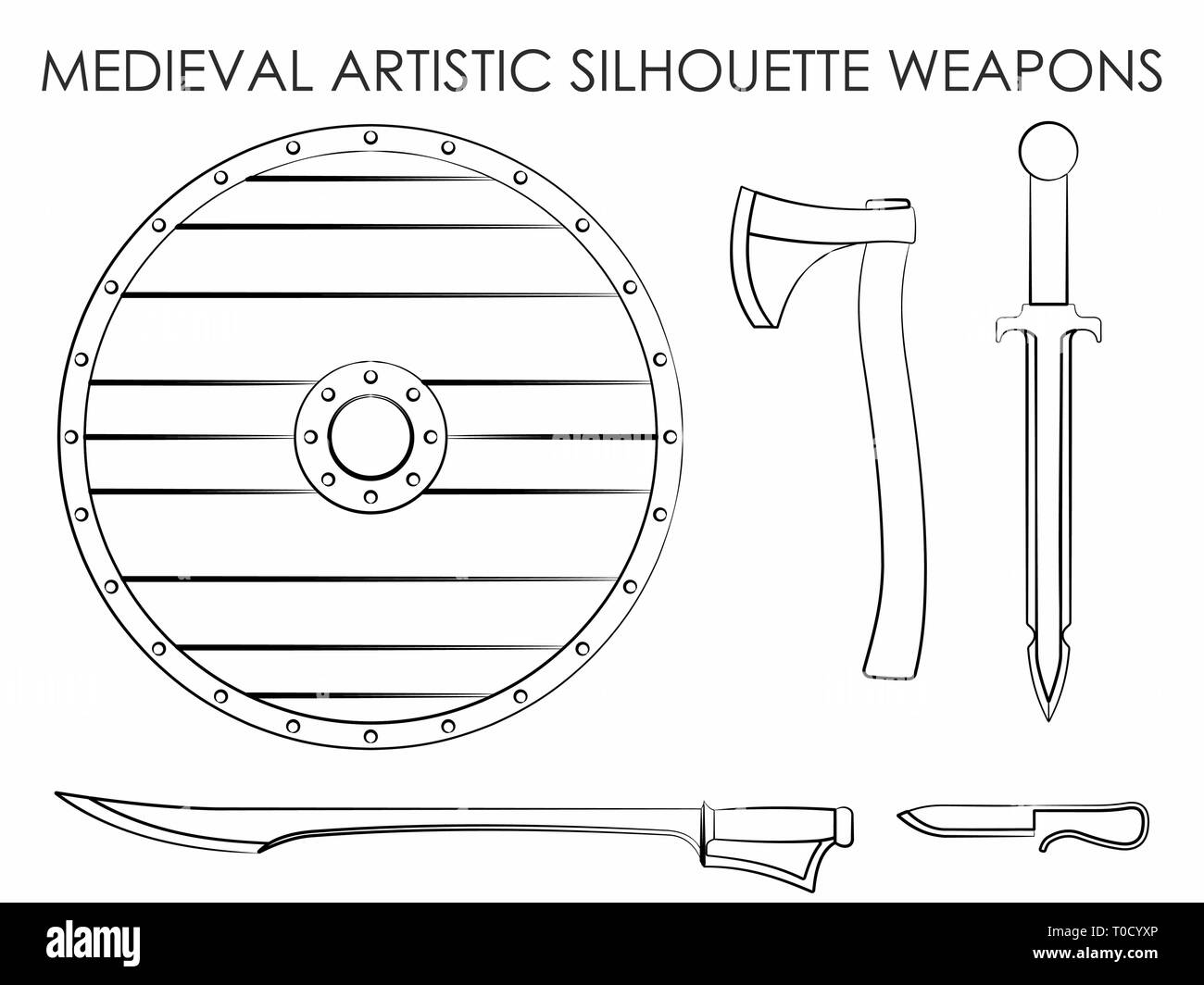 Collection medieval weapons equipment Stock Vector Images - Alamy