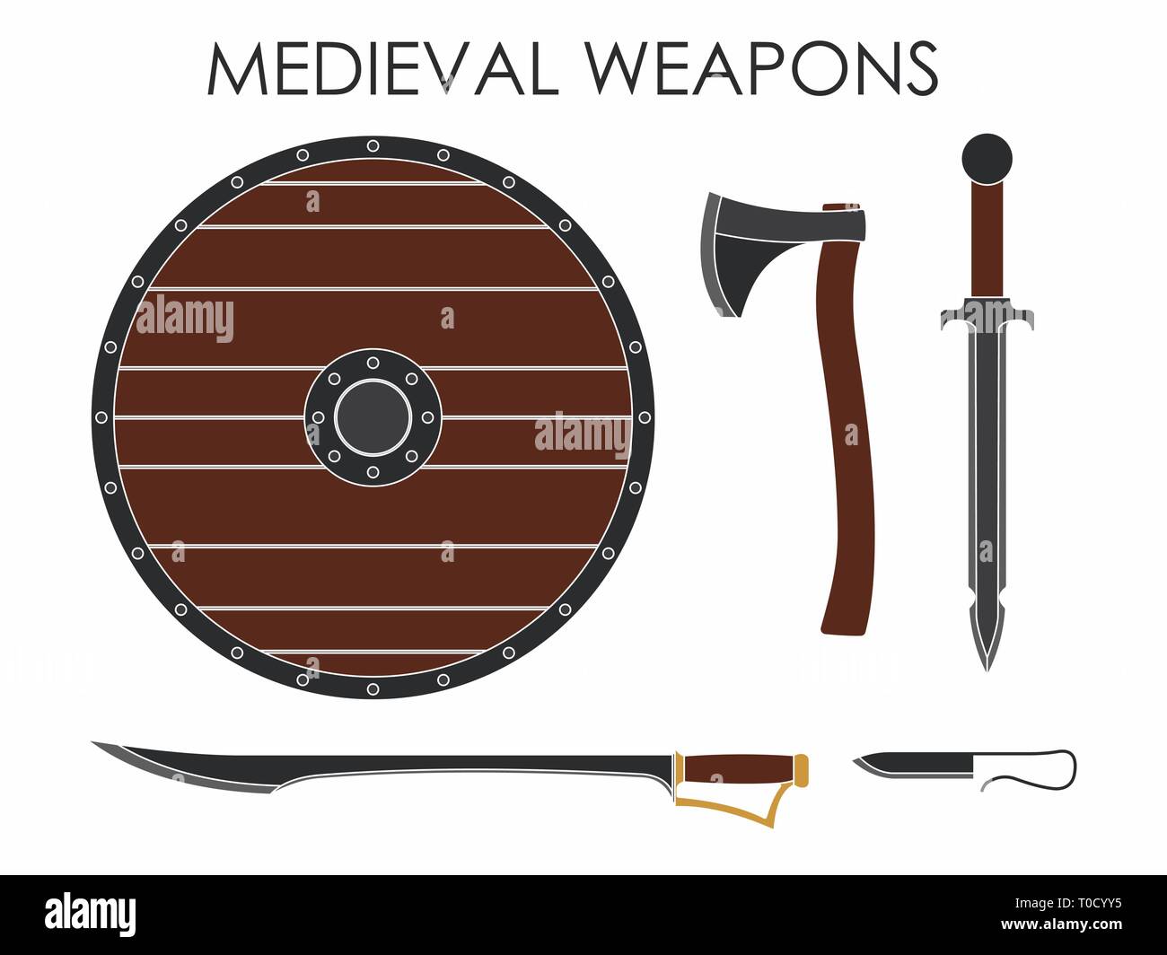 Collection medieval weapons equipment Cut Out Stock Images & Pictures ...