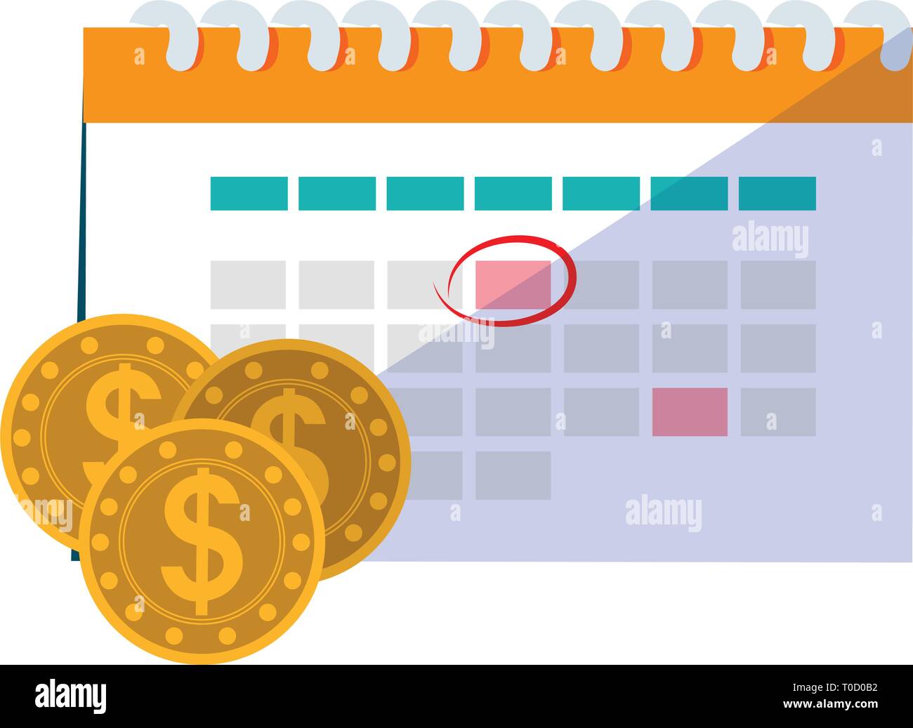 coins money with calendar vector illustration design Stock Vector Image ...