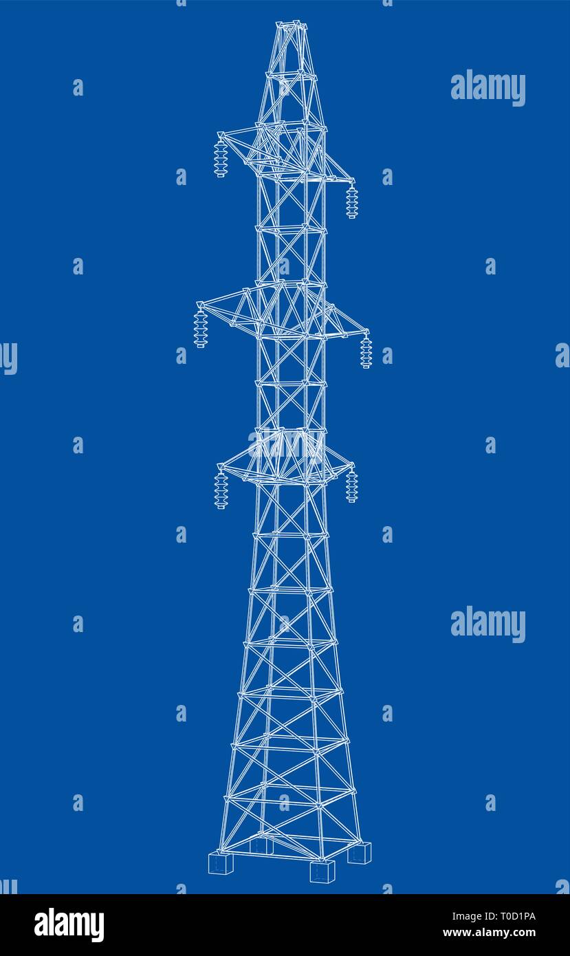 Electric pylon or electric tower concept. Vector Stock Vector Image ...