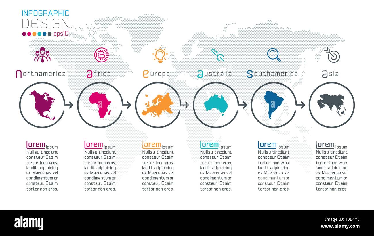 Continental infographics information on vector graphic art Stock Vector ...
