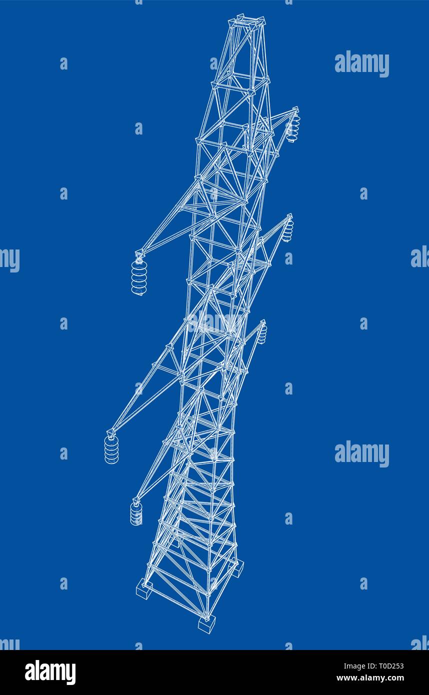 Electric pylon or electric tower concept. Vector Stock Vector Image ...