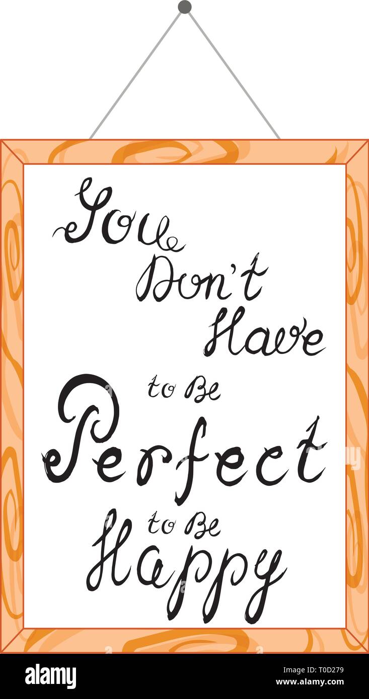 Hand Lettering With Affirmations In A Wooden Frame Hanging On The Wall