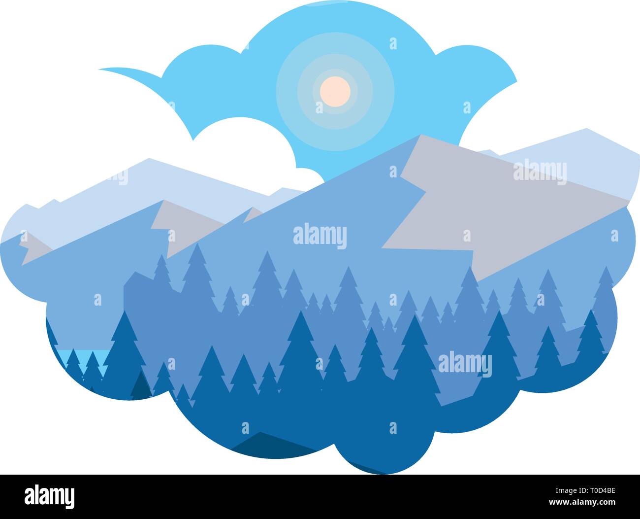 mountains with forest snowscape scene vector illustration design Stock ...