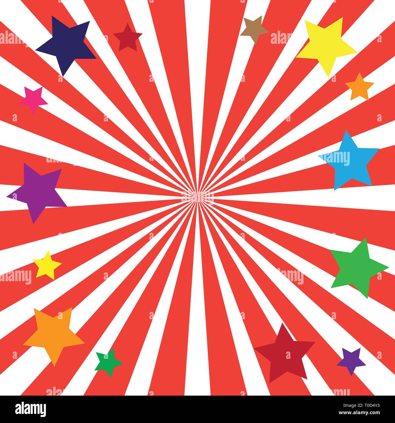Red Stripe Pop Art With Colorful Stars Stock Vector Image And Art Alamy