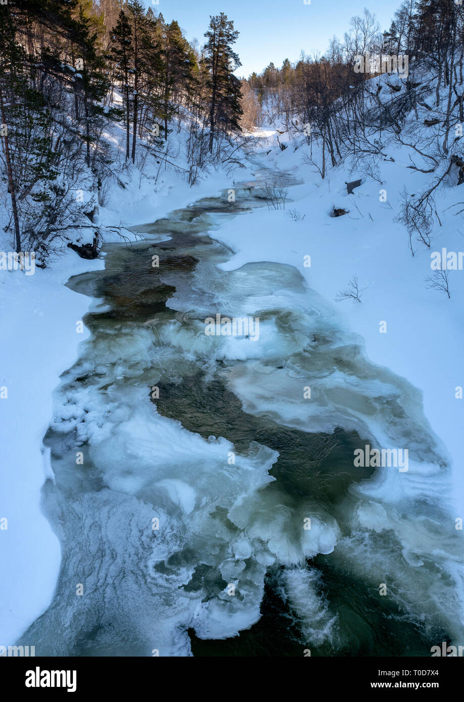 Frozen river in Norway Stock Photo - Alamy