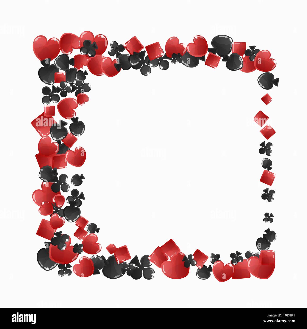 Suit card frame. Vector illustration. Games of chance. Square banner ...