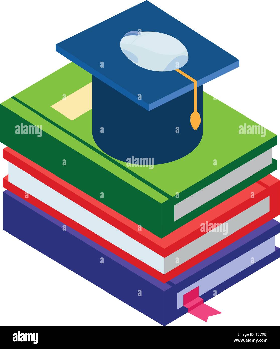 text books with graduation hat vector illustration design Stock Vector ...