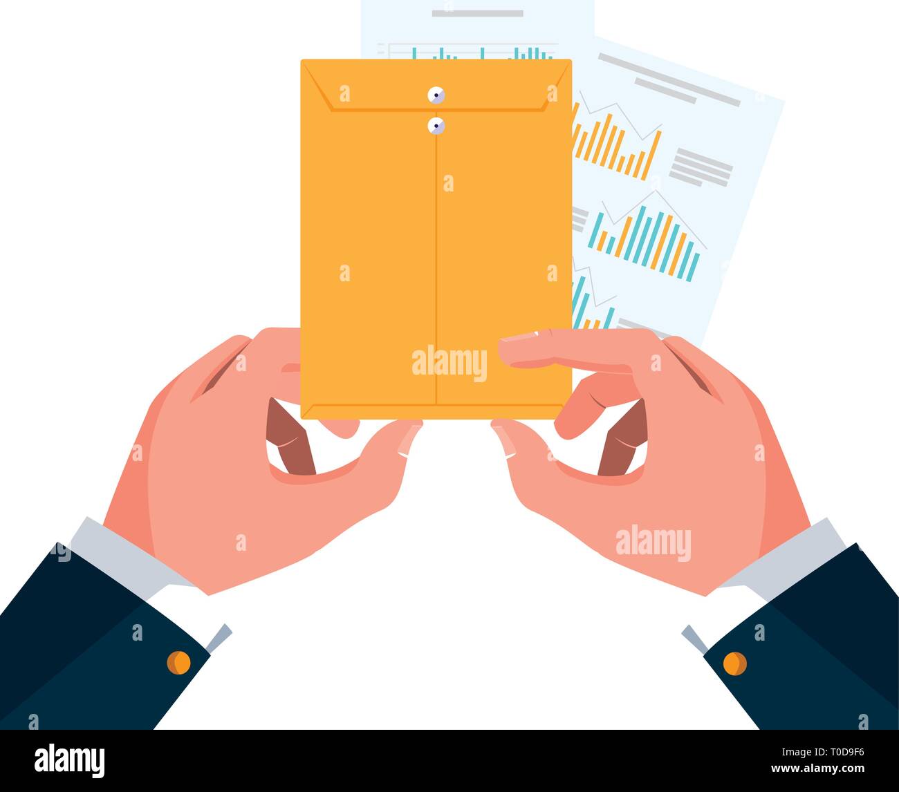 hands businessman with manila envelope vector illustration design Stock ...