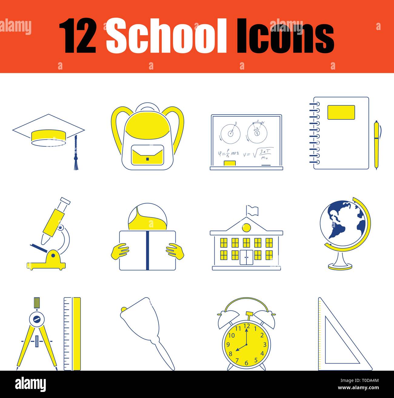 School icon set. Thin line design. Vector illustration Stock Vector ...