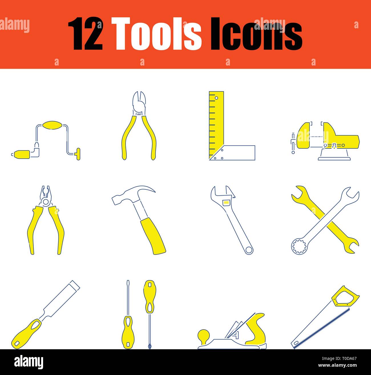 Tools icon set. Thin line design. Vector illustration Stock Vector ...