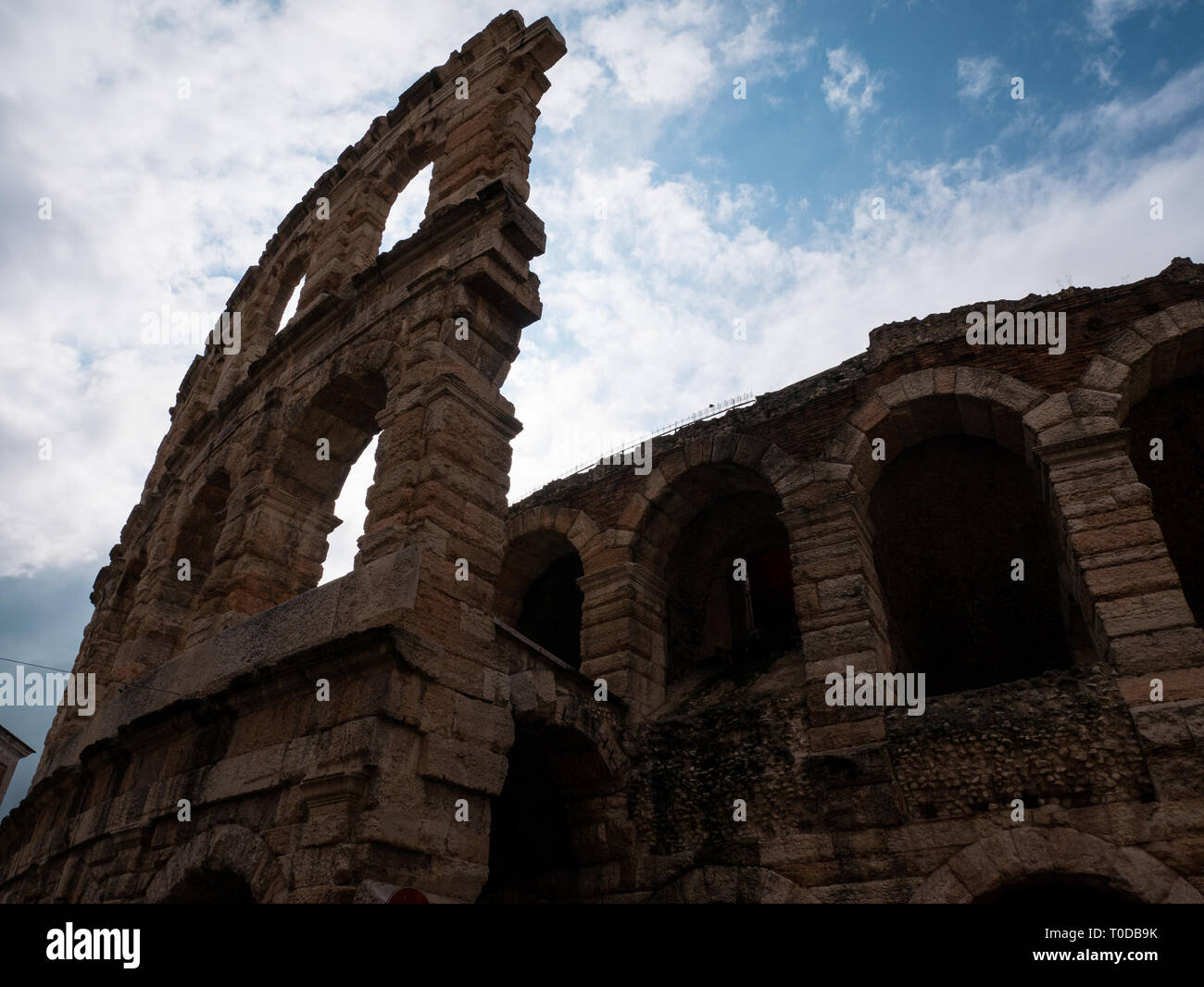 view of the Verona arena walls, Roman amphitheater, now theater for ...
