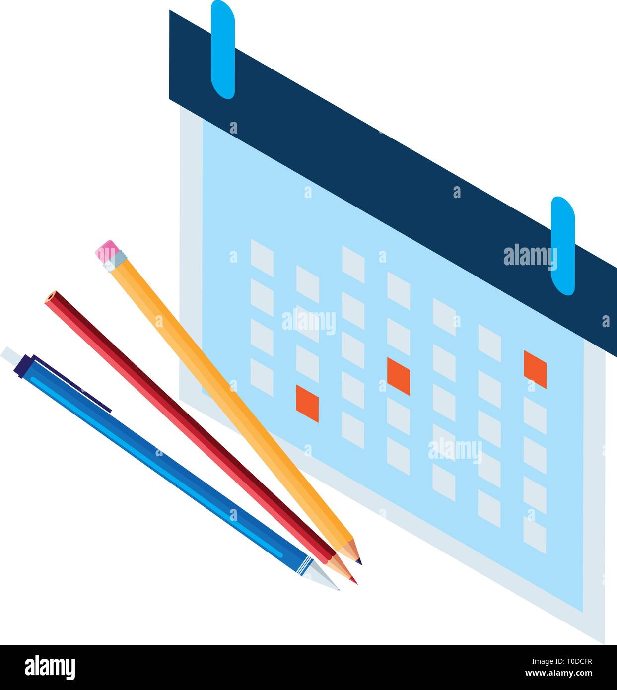 calendar reminder with pencils vector illustration design Stock Vector ...
