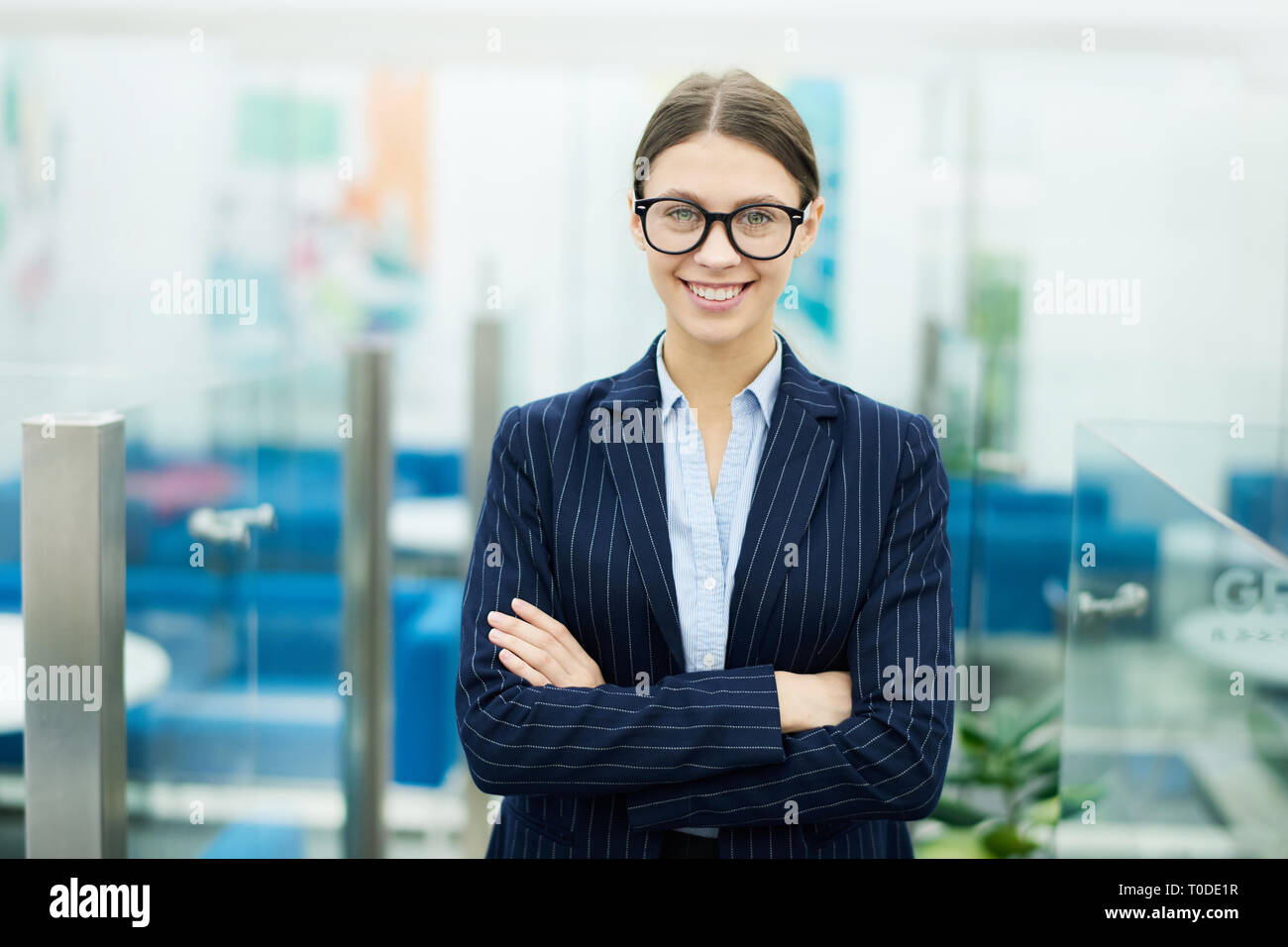 Young Businesswoman Wearing Glasses Stock Photo - Alamy